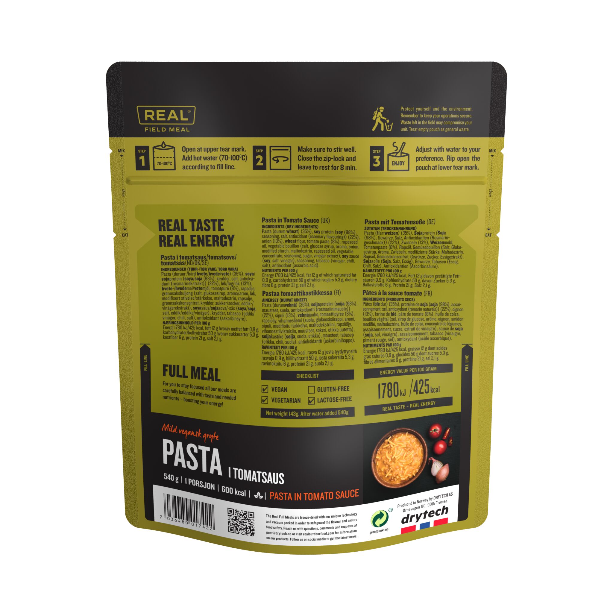 REAL MEAL FIELD Pasta i Tomatsaus • Fiske- og Turutstyr AS